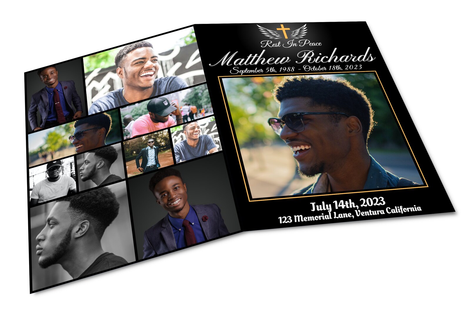 Funeral Brochure Template for Memorial Services - Bi-fold Obituary ...