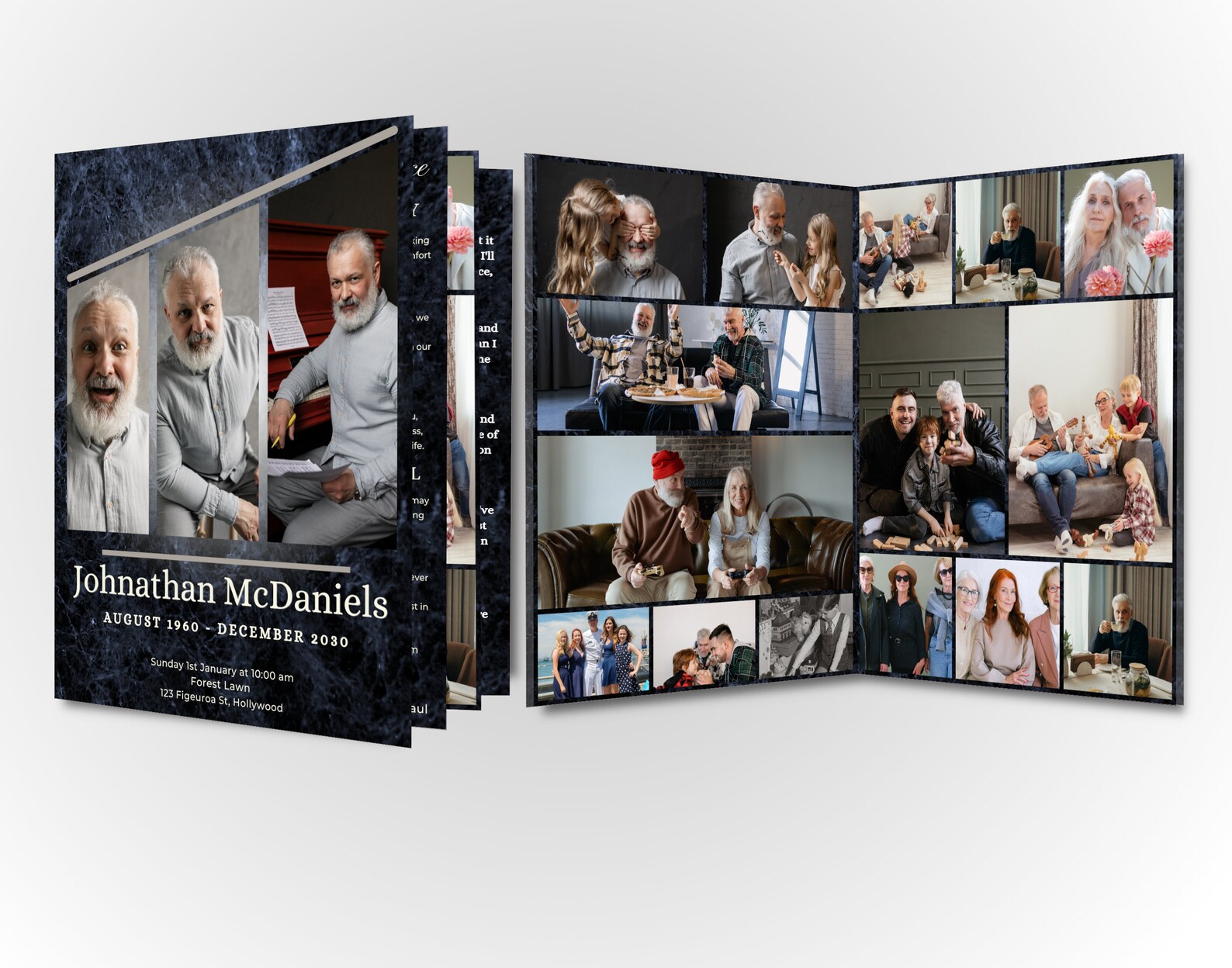 8 Page Funeral Booklet Canva Template- 3 Image Collage Design Fully ...