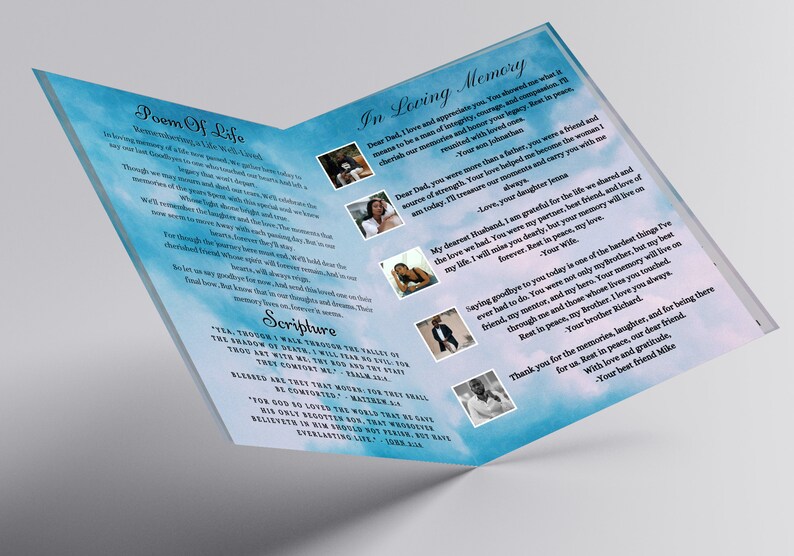 8 Page Funeral Program Template | 8 Page Booklet Obituary & Order of ...