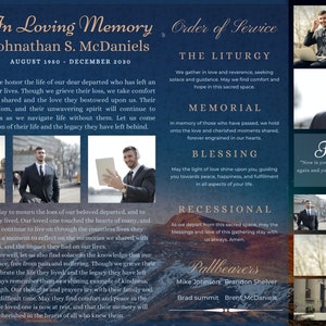 Editable Funeral Program Template | Customizable Memorial Brochure ...