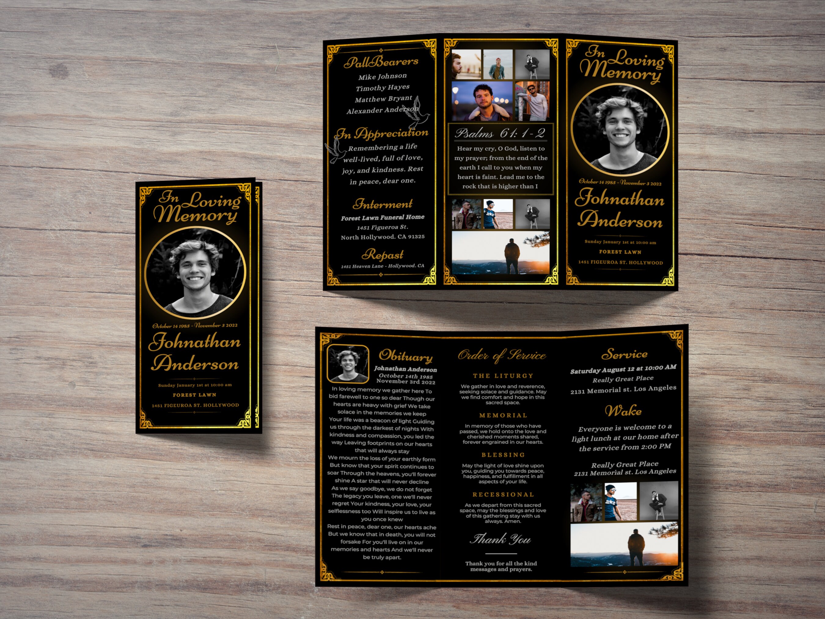 Elegant Funeral Tri Fold Brochure Program Template - Instant Download ...