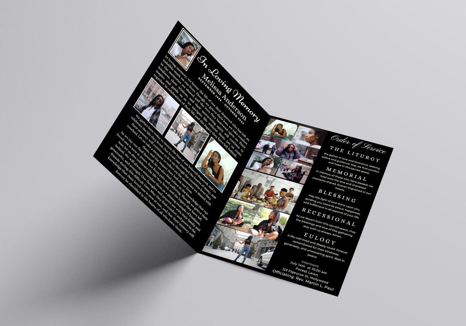 Funeral Program Template Brochure Self Edit Using Canva - Etsy