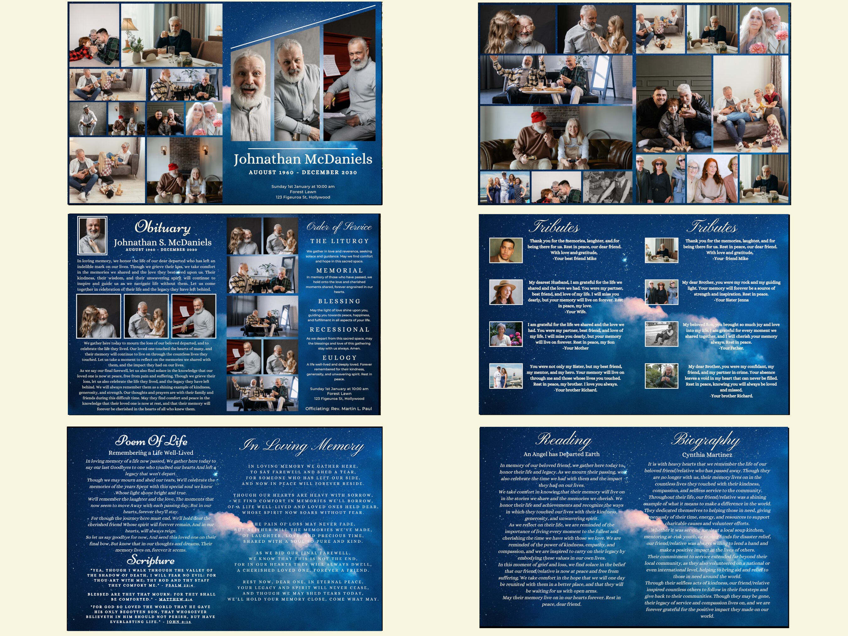 12 Page Funeral Program Booklet | Self Editable Template Using Canva ...