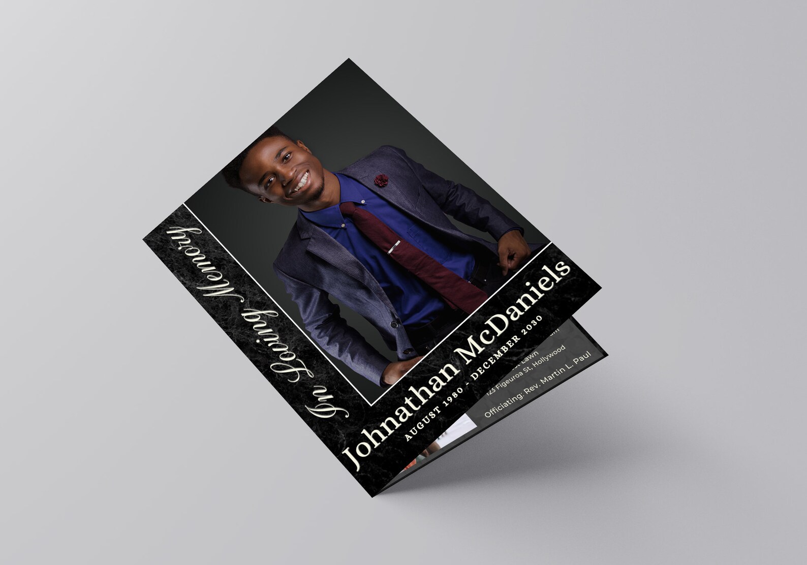Funeral Program Bi-fold Brochure - Modern Obituary Template Design ...