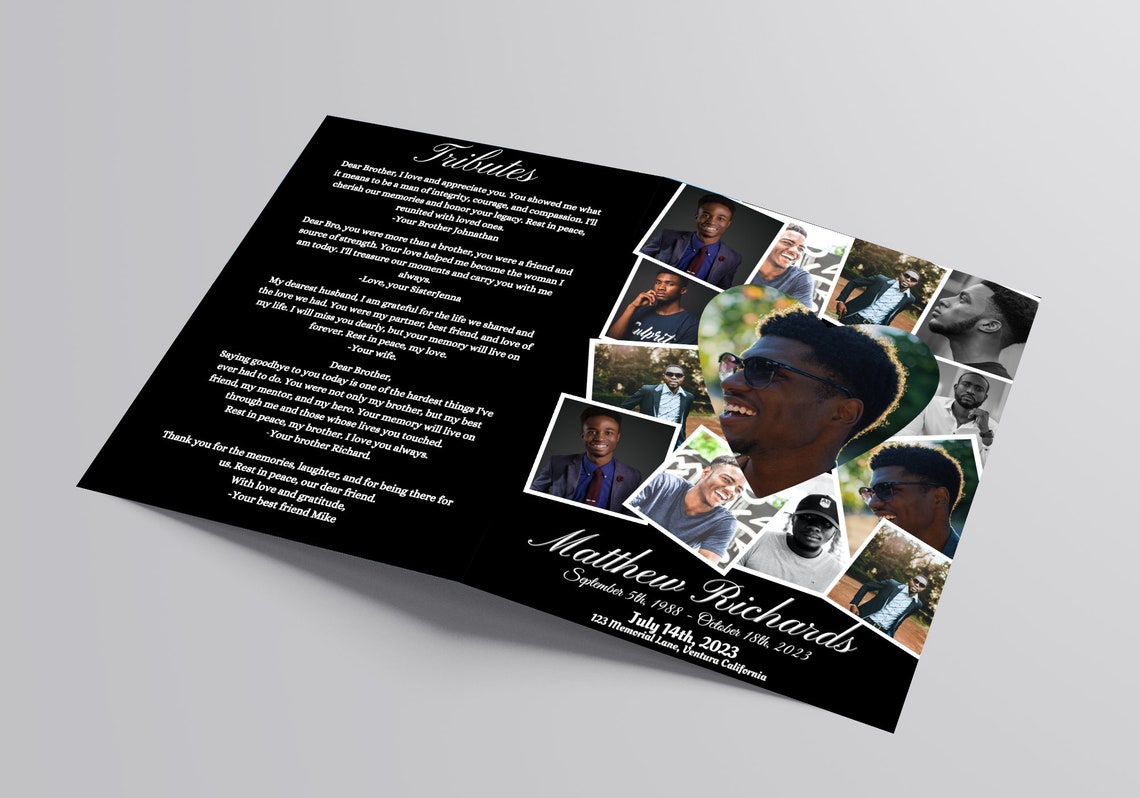 Editable Funeral Program Template | 4 Pages | Obituary & Order of ...
