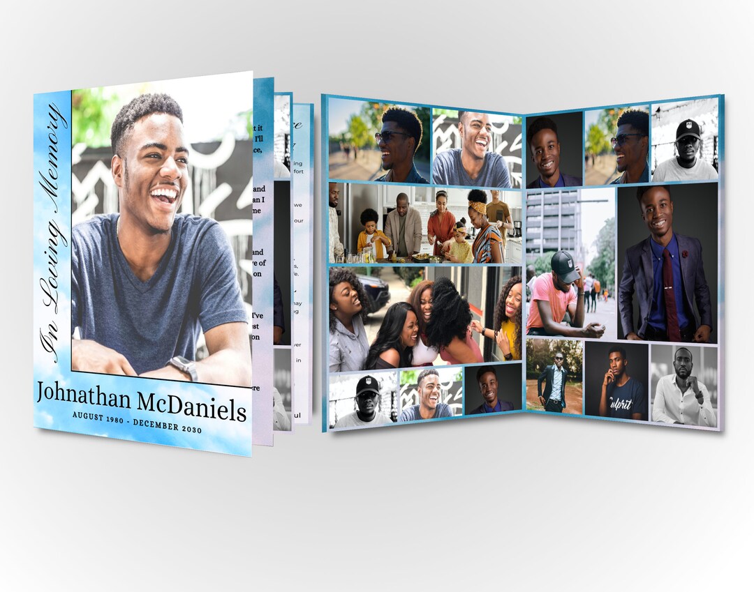 8 Page Funeral Program Template | 8 Page Booklet Obituary & Order of ...