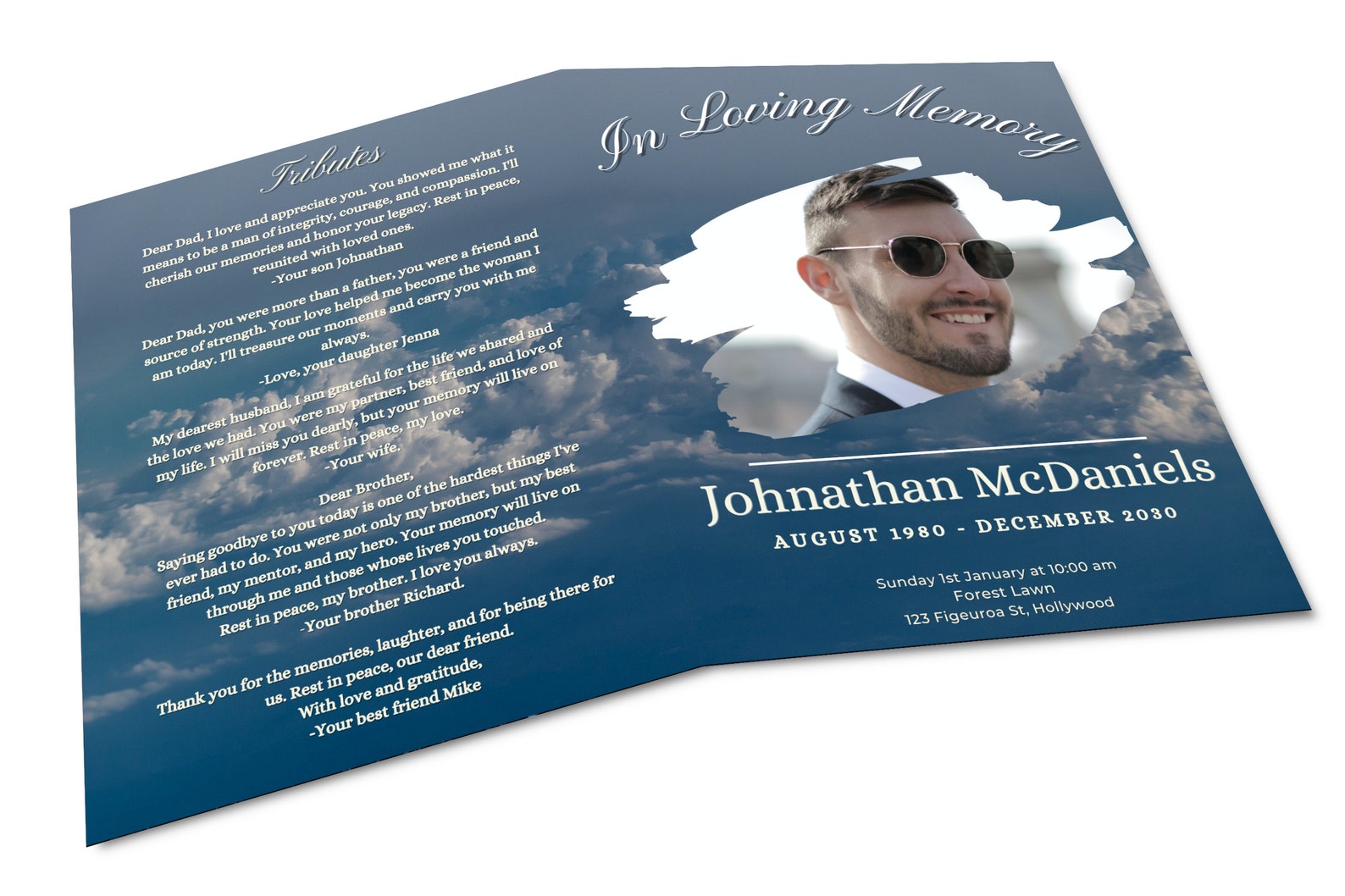 Customizable Funeral Program Template | 4-page Brochure | Editable ...