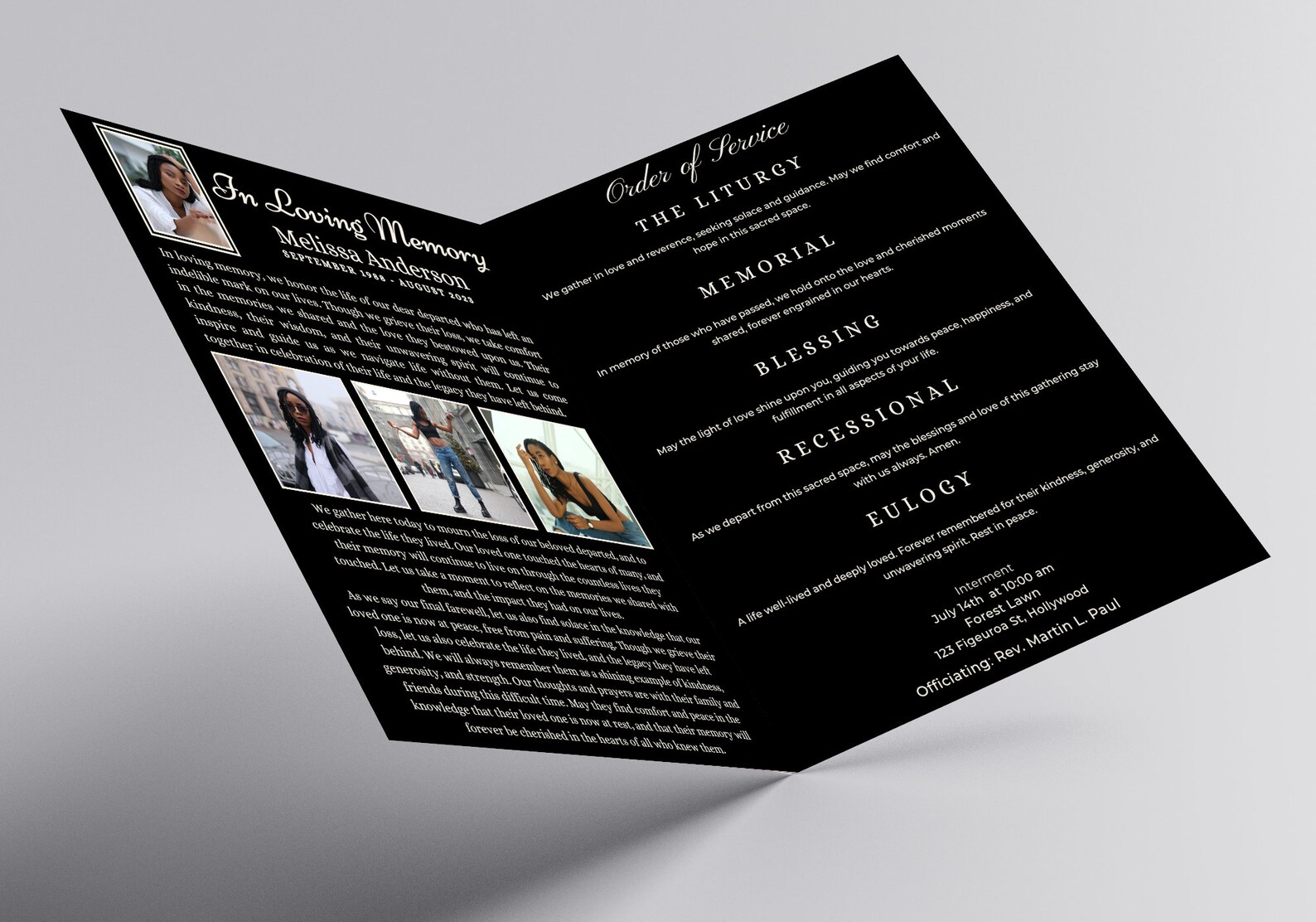 Editable Funeral Program Template Self-editable With Free Canva Account ...