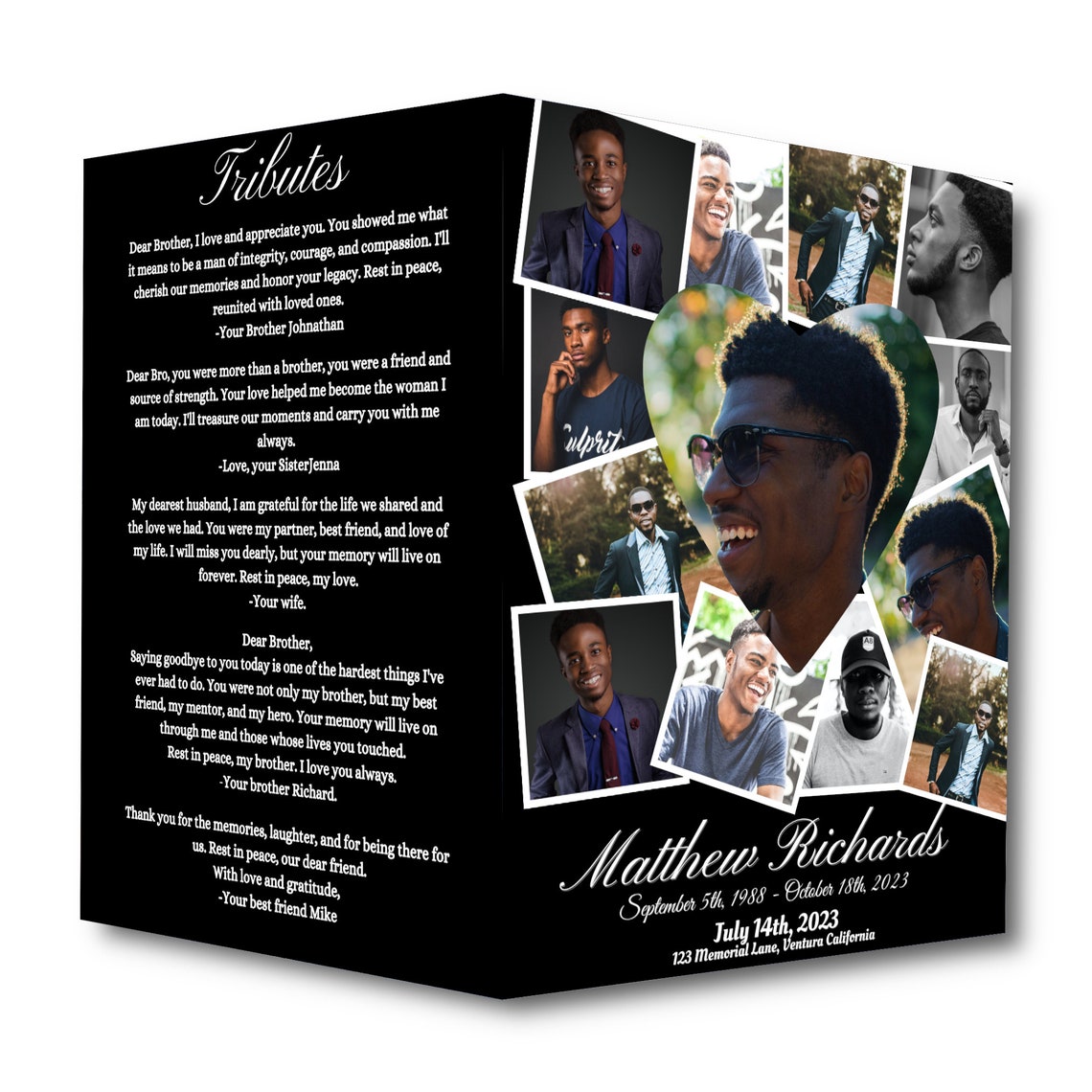 Editable Funeral Program Template | 4 Pages | Obituary & Order of ...