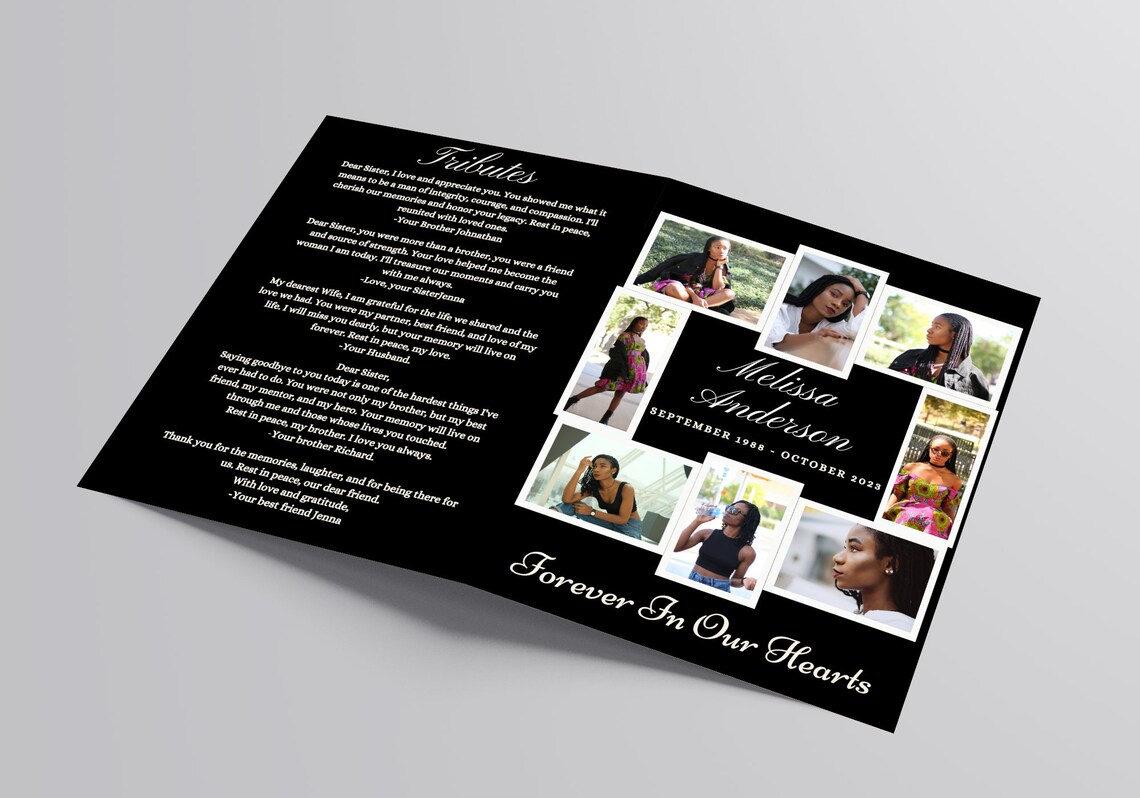 Funeral Program Template Brochure - Self Edit Using Canva Online Free ...