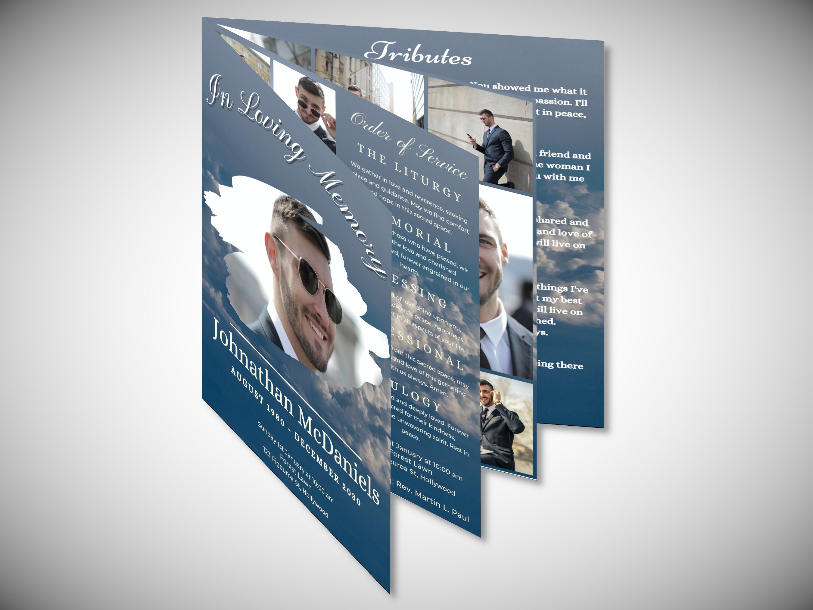 Personalized Funeral Program Brochure | 8 Pages | Editable Canva ...