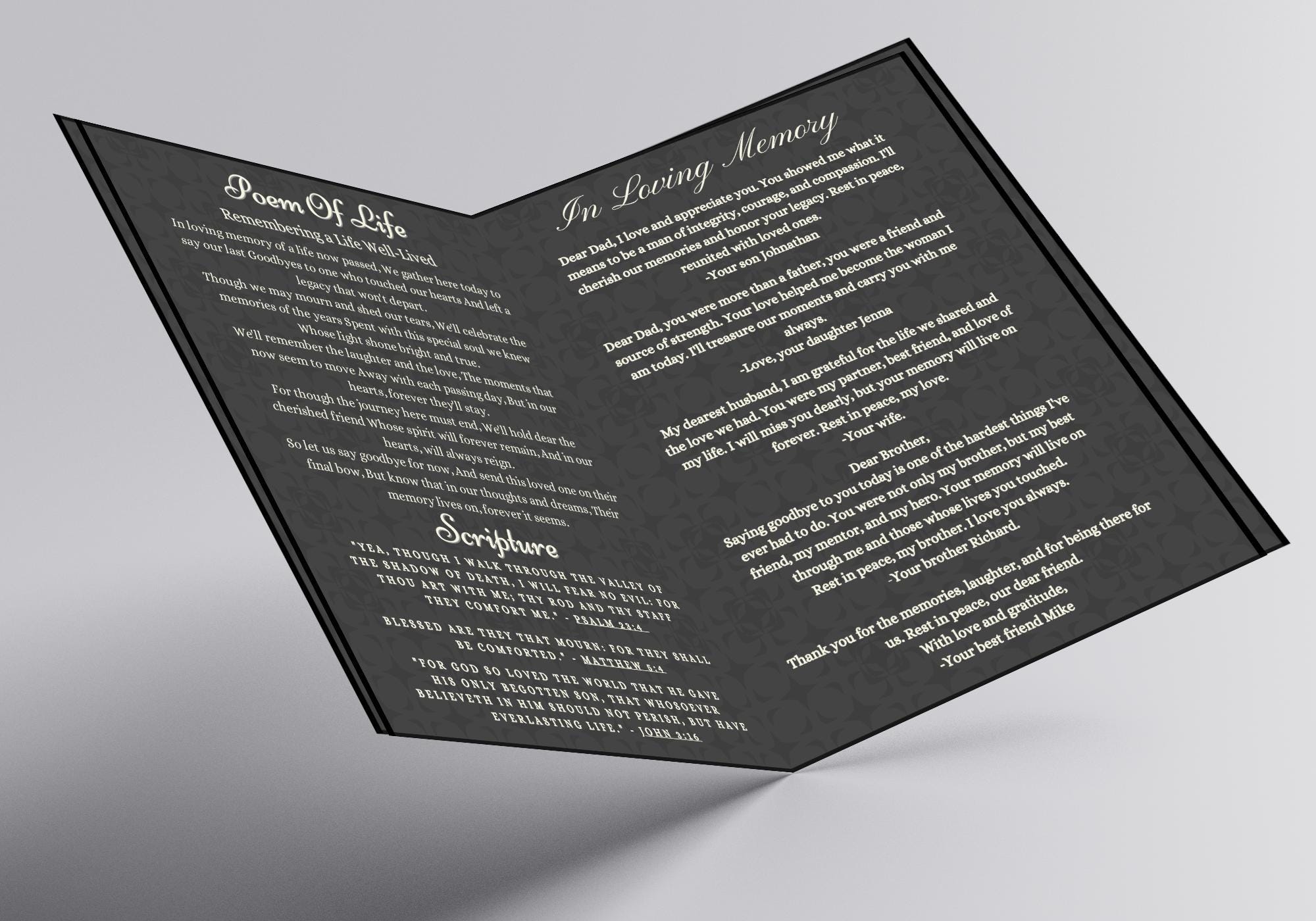 8 Page Funeral Program Template | Modern Magazine Style Design ...