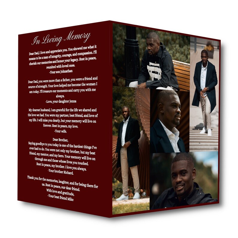 Editable Funeral Program Template | 4 Pages | Full Page Photo Collage ...