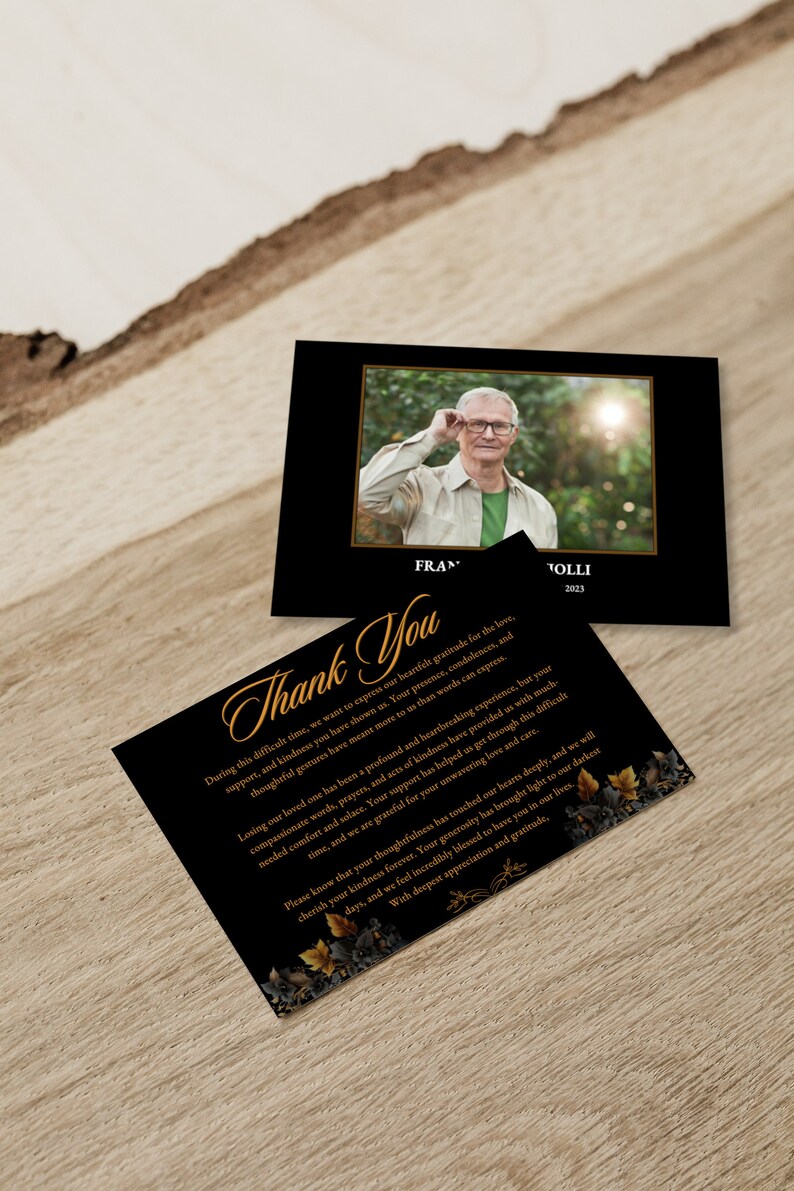 Editable Funeral Thank You Card Template -double Sided Printable ...
