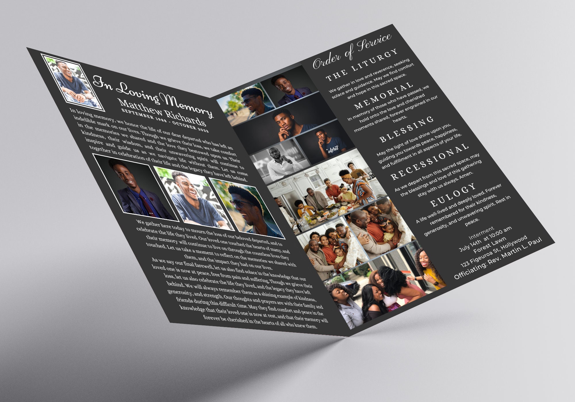 Funeral Program Template | DIY Edit Using Canva | Instant Download - No ...