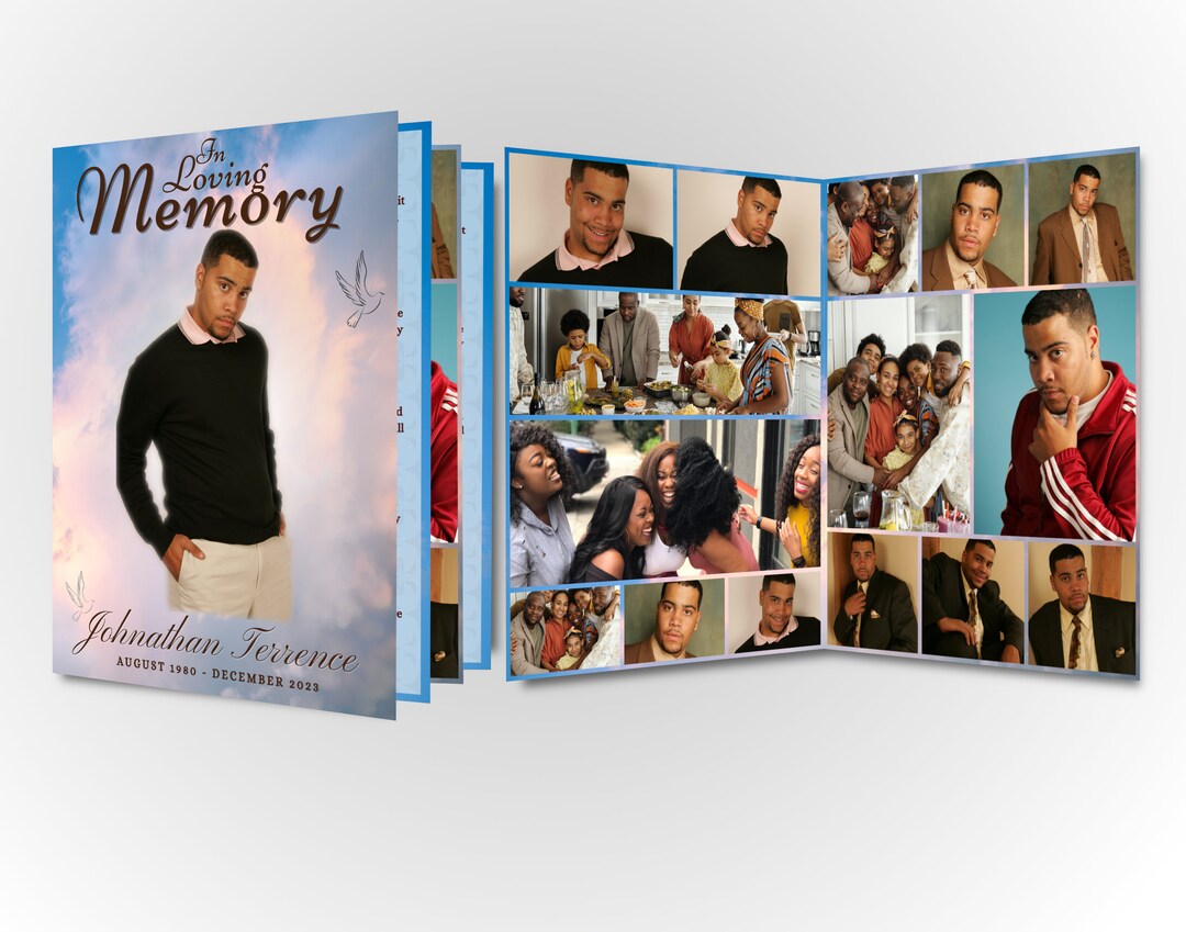 8 Page Funeral Obituary / Funeral Program Brochure - Fully Customizable ...