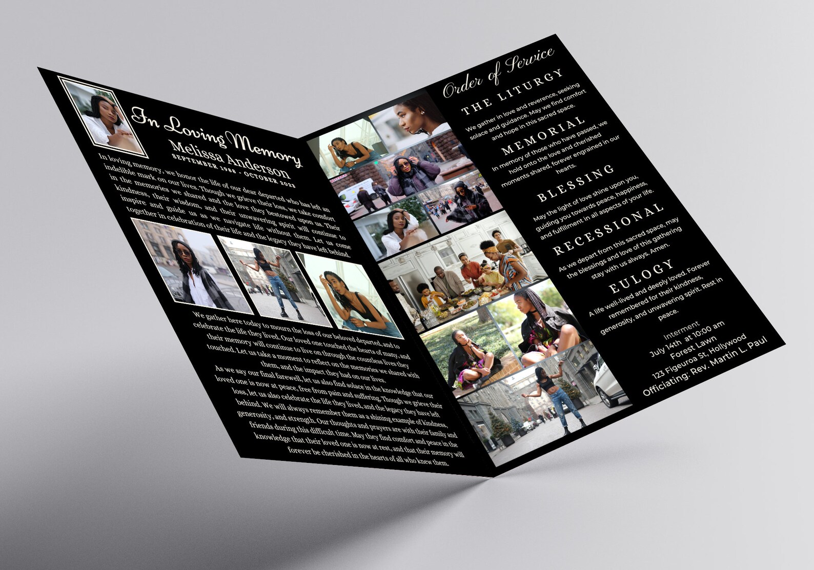 Funeral Program Template Brochure Self Edit Using Canva - Etsy