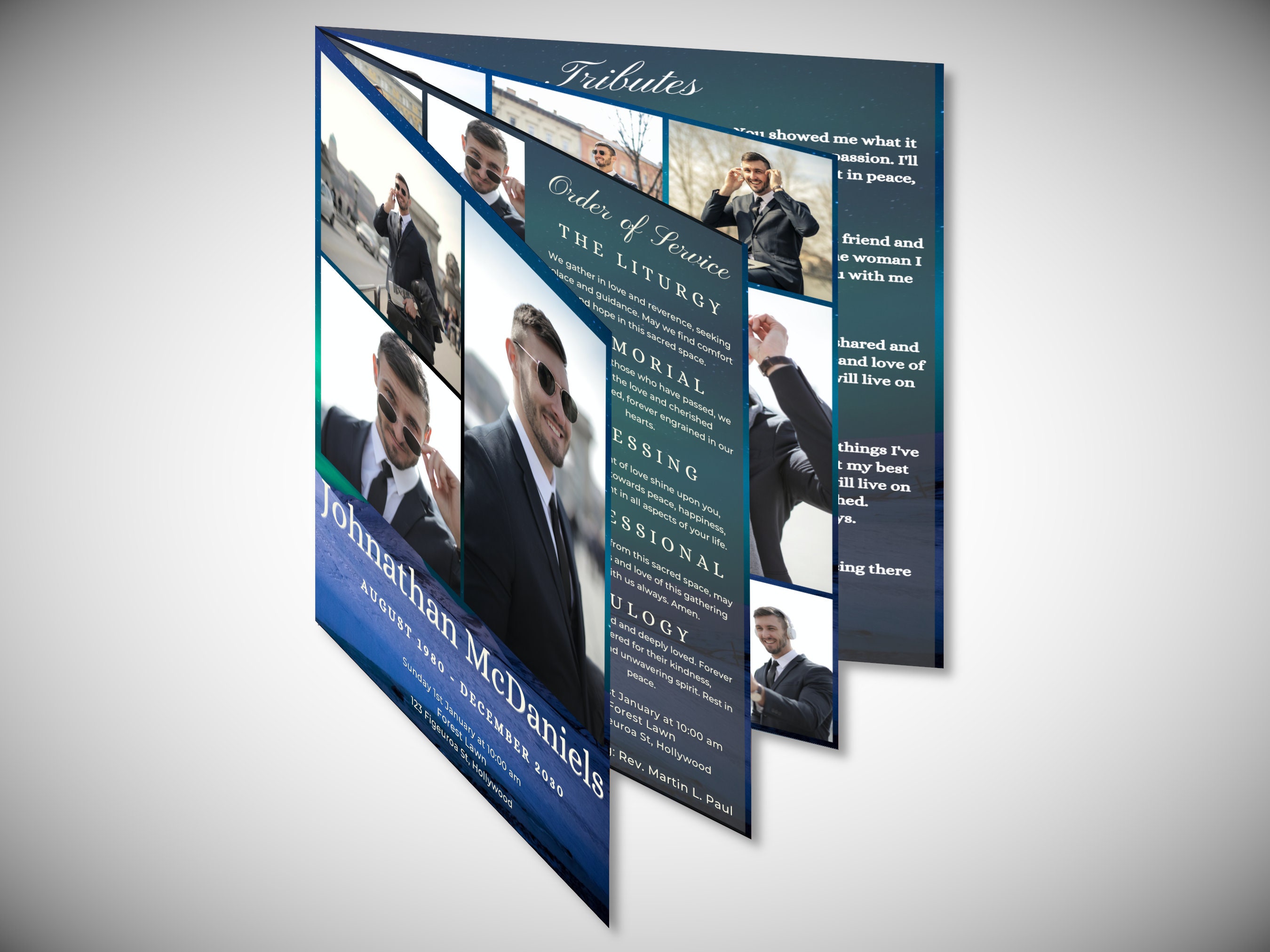 Printable Memorial Brochure | 8-page Funeral Program Template ...