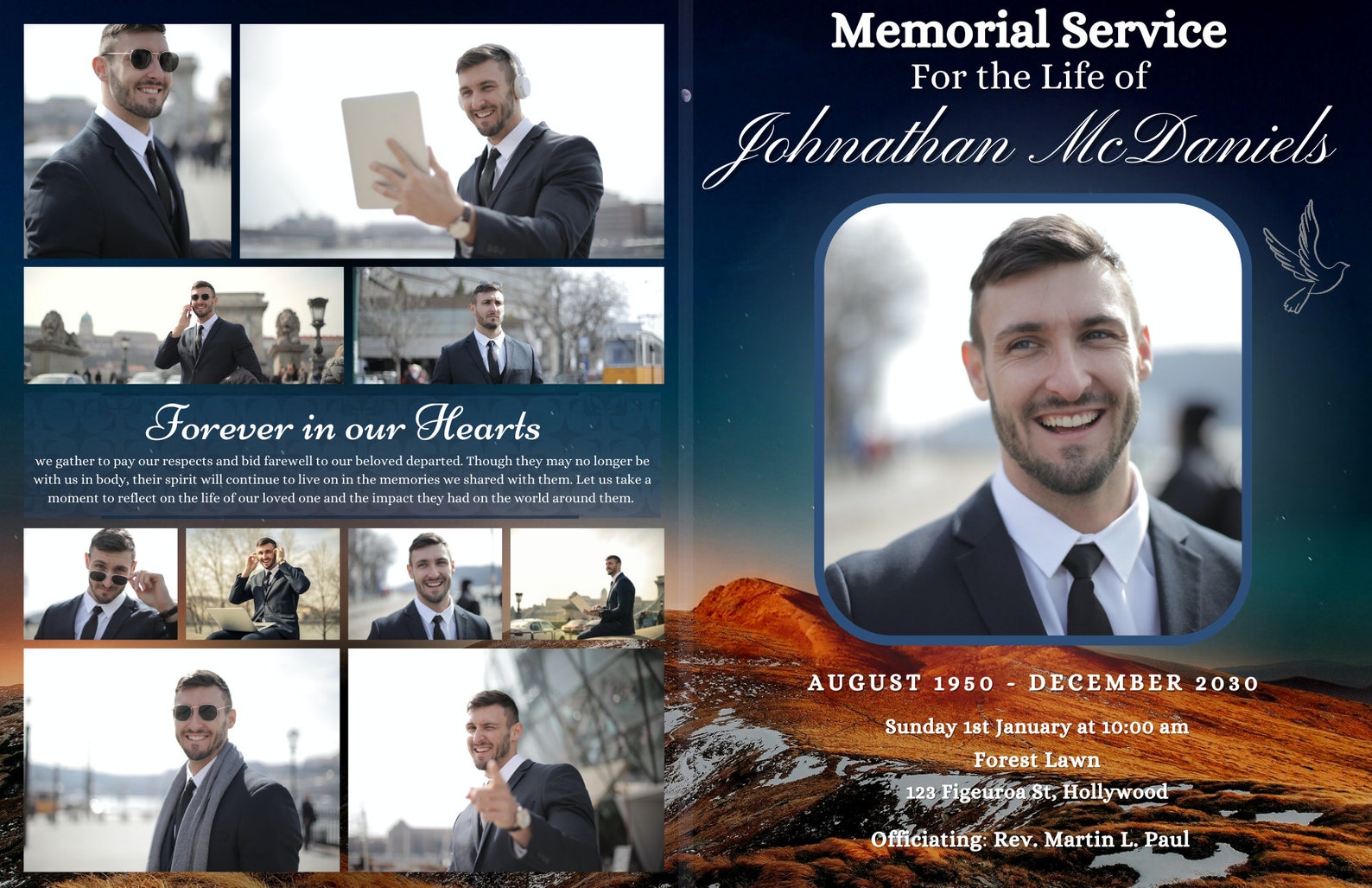 Editable Funeral Program Template | Customizable Memorial Brochure ...