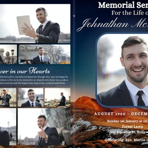 Editable Funeral Program Template | Customizable Memorial Brochure ...
