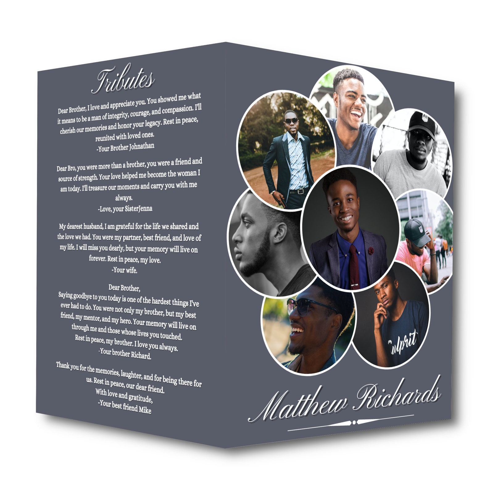 Funeral Program Brochure Template | Fully Self Customizable | Instant ...