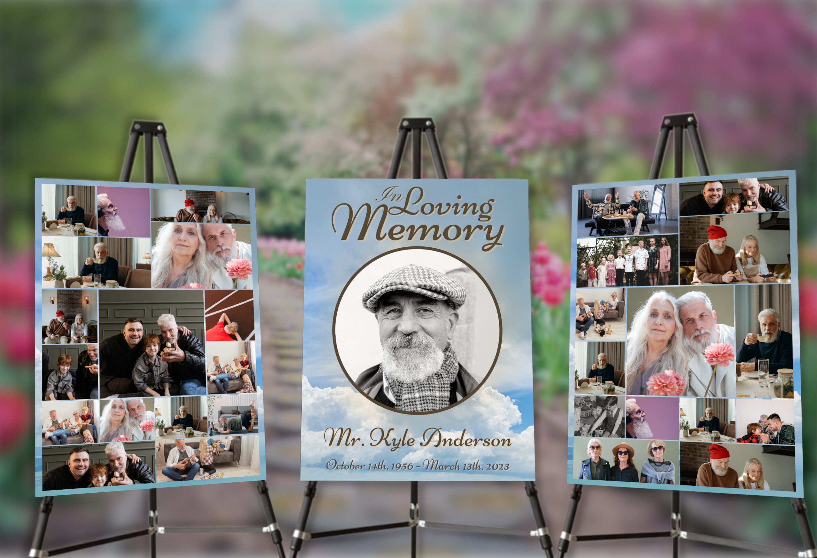 Funeral Picture Collage Poster Template 3 Pages Self Editable in Canva ...