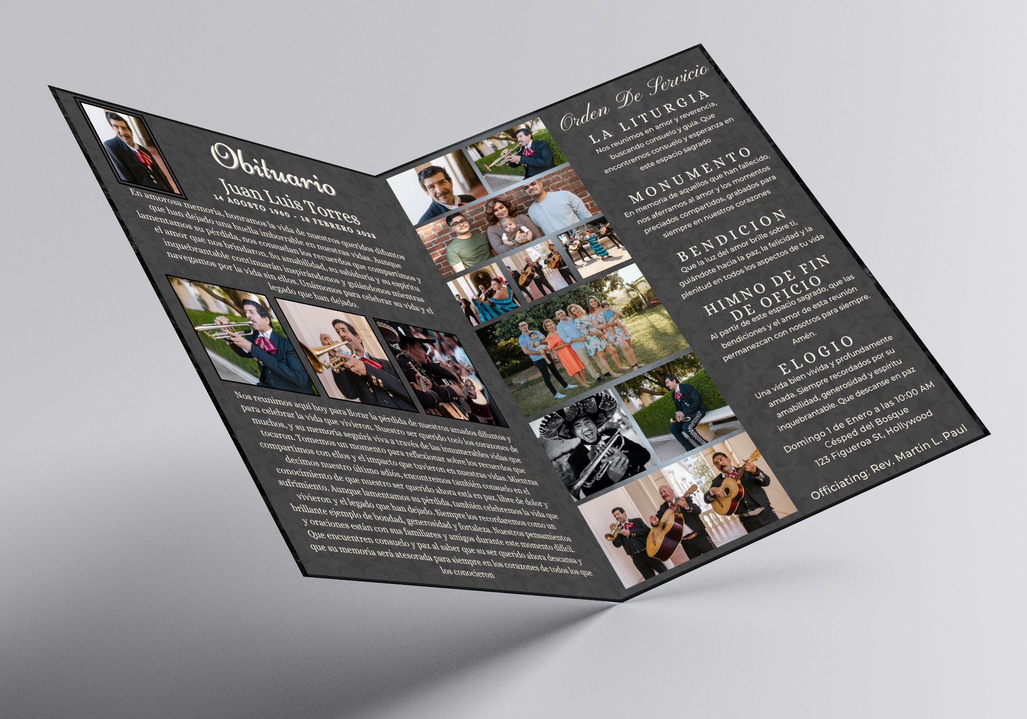 Spanish Funeral Program Brochure Template -folleto Del Programa ...