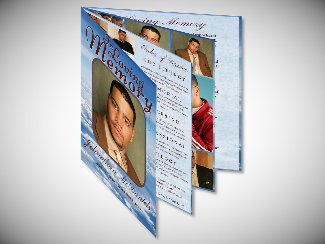8 Page Funeral Program Pamphlet - Obituary Custom Template Design ...