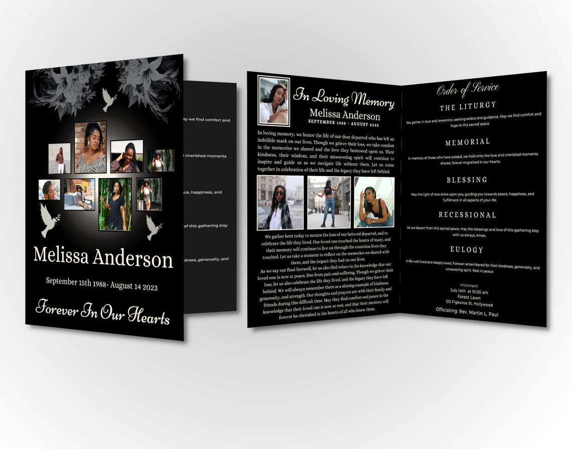 Editable Funeral Program Template Self-editable With Free Canva Account ...