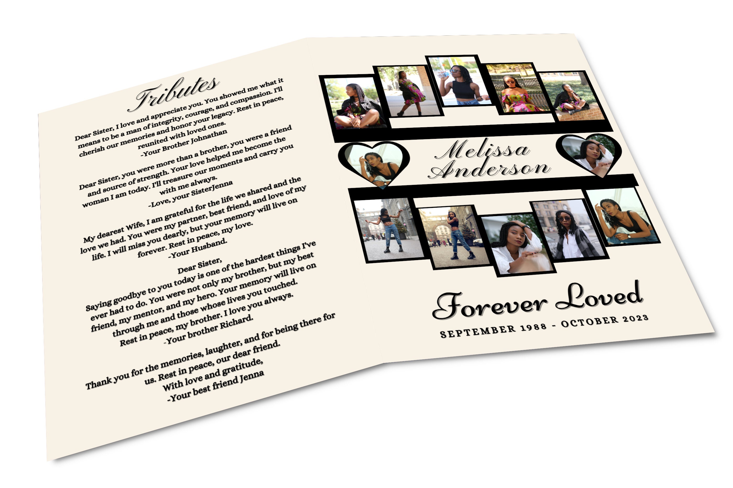 Editable Funeral Program Template | 4 Pages | Heartwarming Photo ...