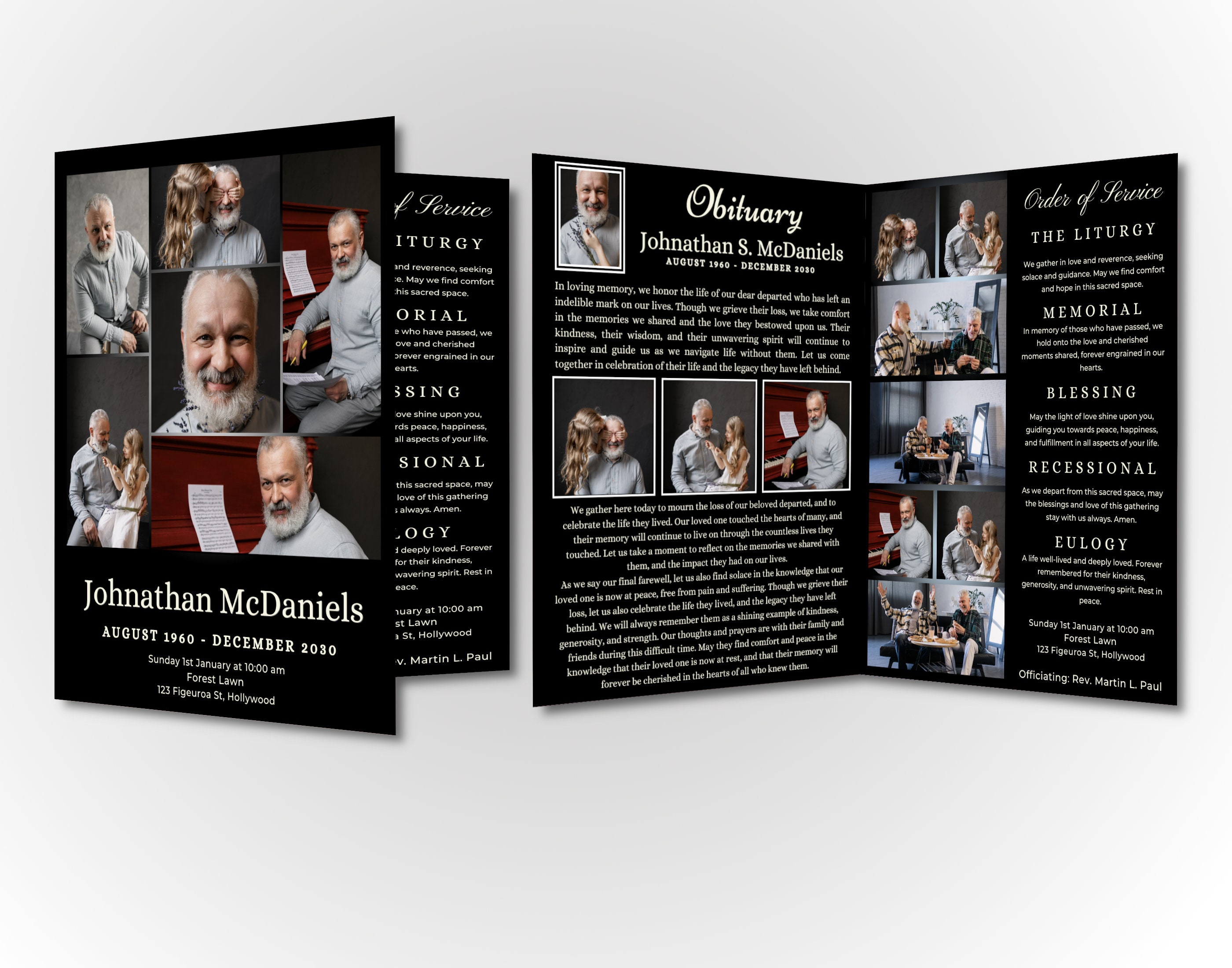 Editable Funeral Program Brochure Template | 4 Pages | Canva Compatible ...
