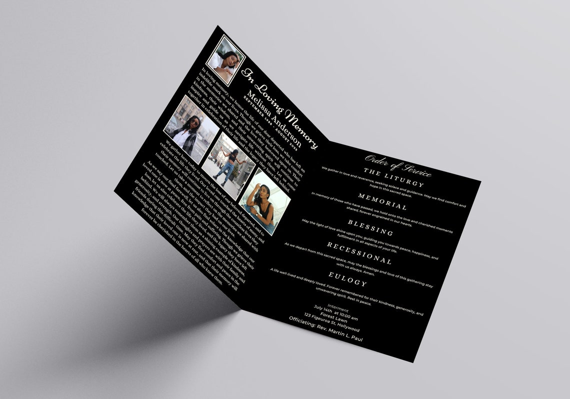 Editable Funeral Program Template Self-editable With Free Canva Account ...