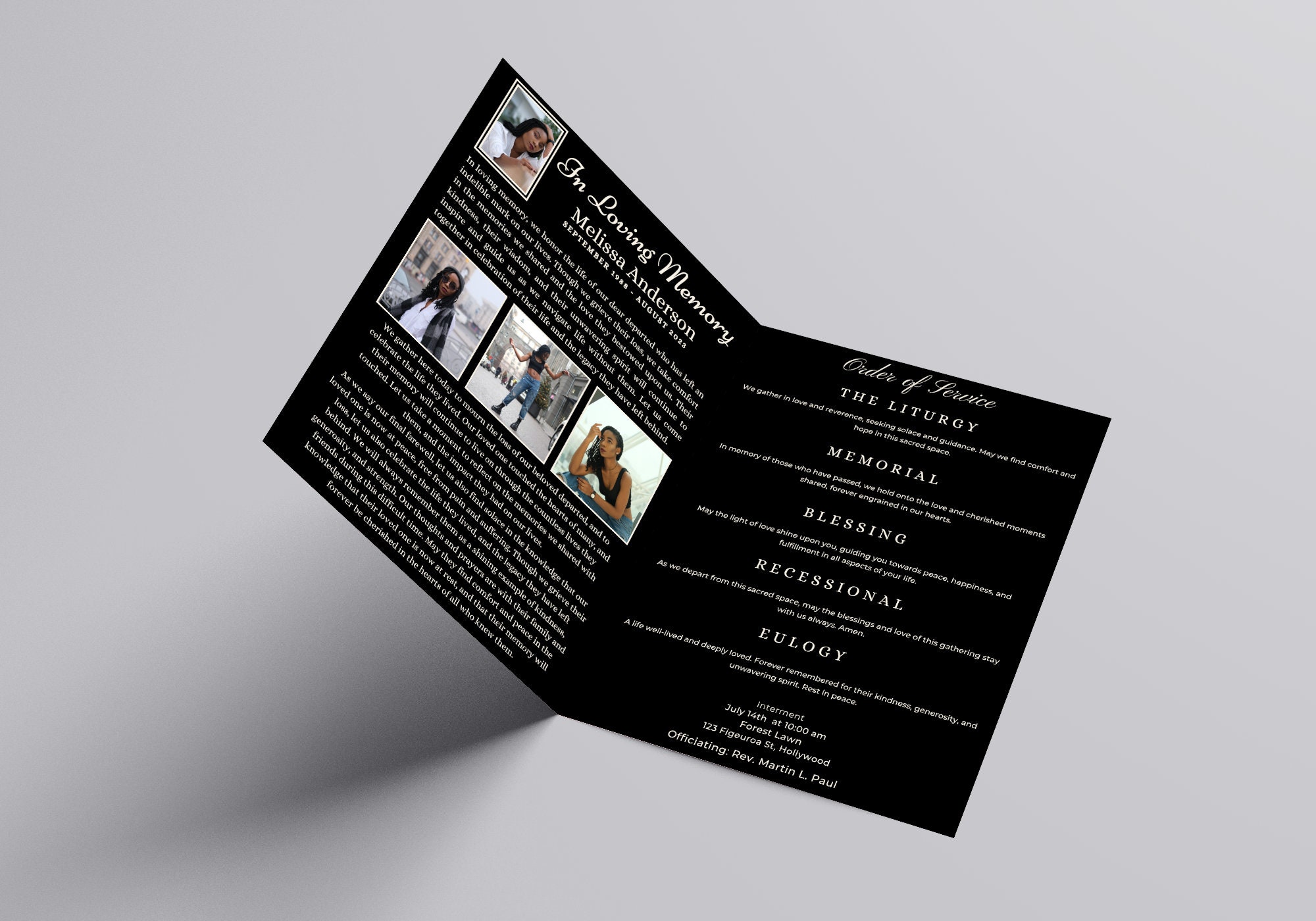 Editable Funeral Program Template | Self-editable With Free Canva ...