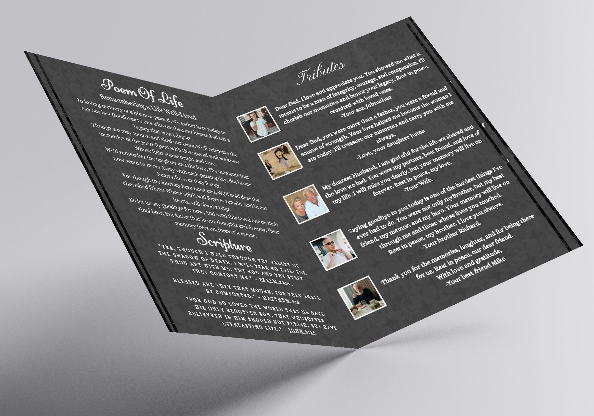 Obituary: 8-page Funeral Brochure Template | Editable Canva Funeral ...
