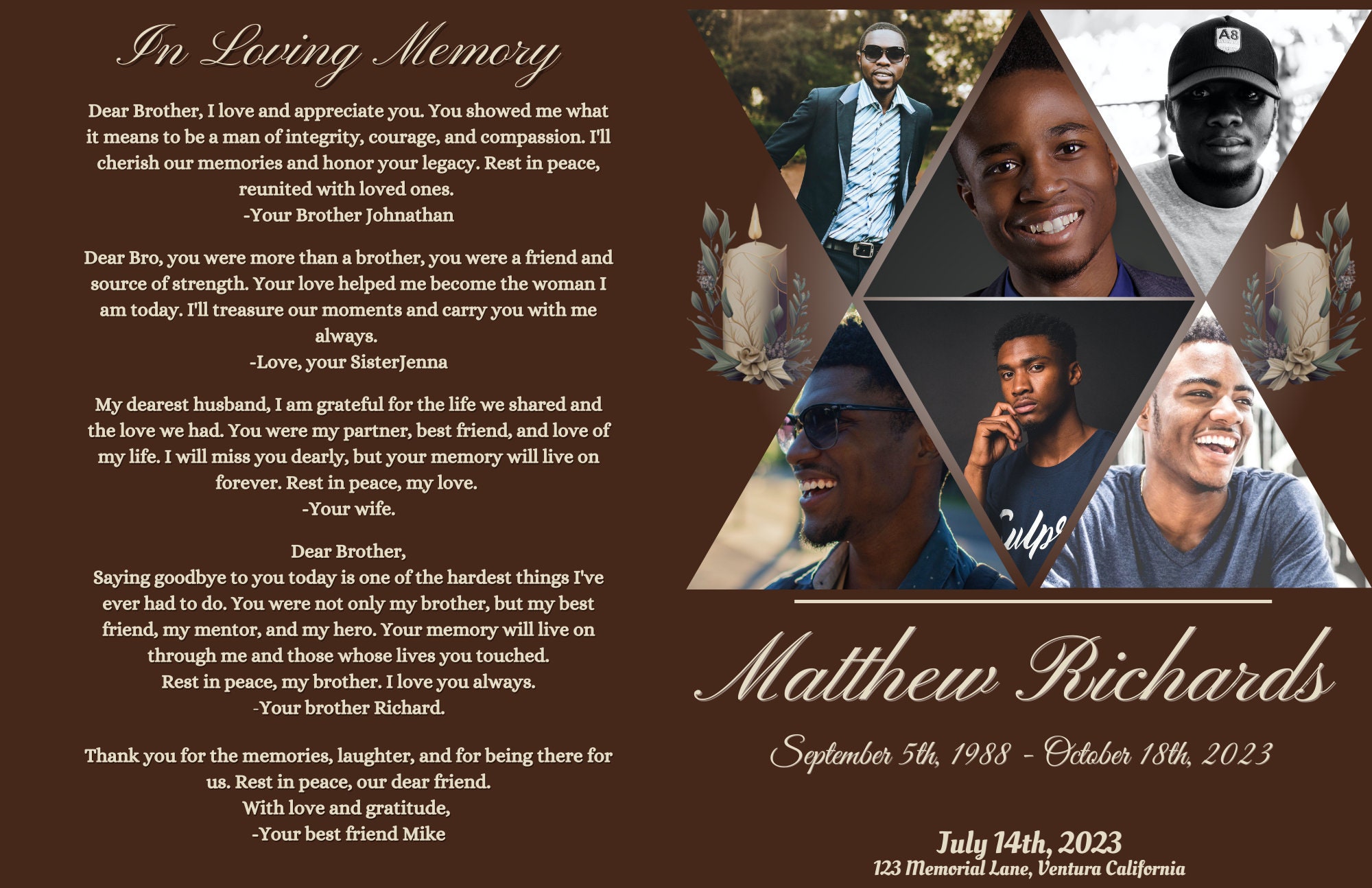 Funeral Program Template | 4 Page Booklet Self Edit With Canva ...