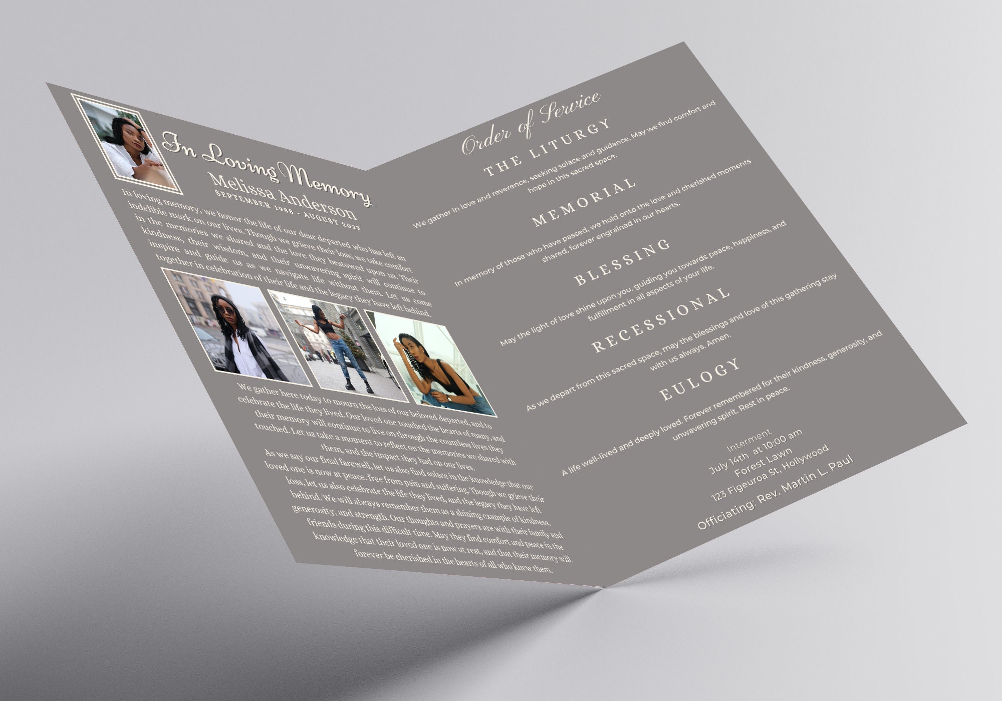Customizable Funeral Program Template | 4 Pages | Dove Collage Cover ...