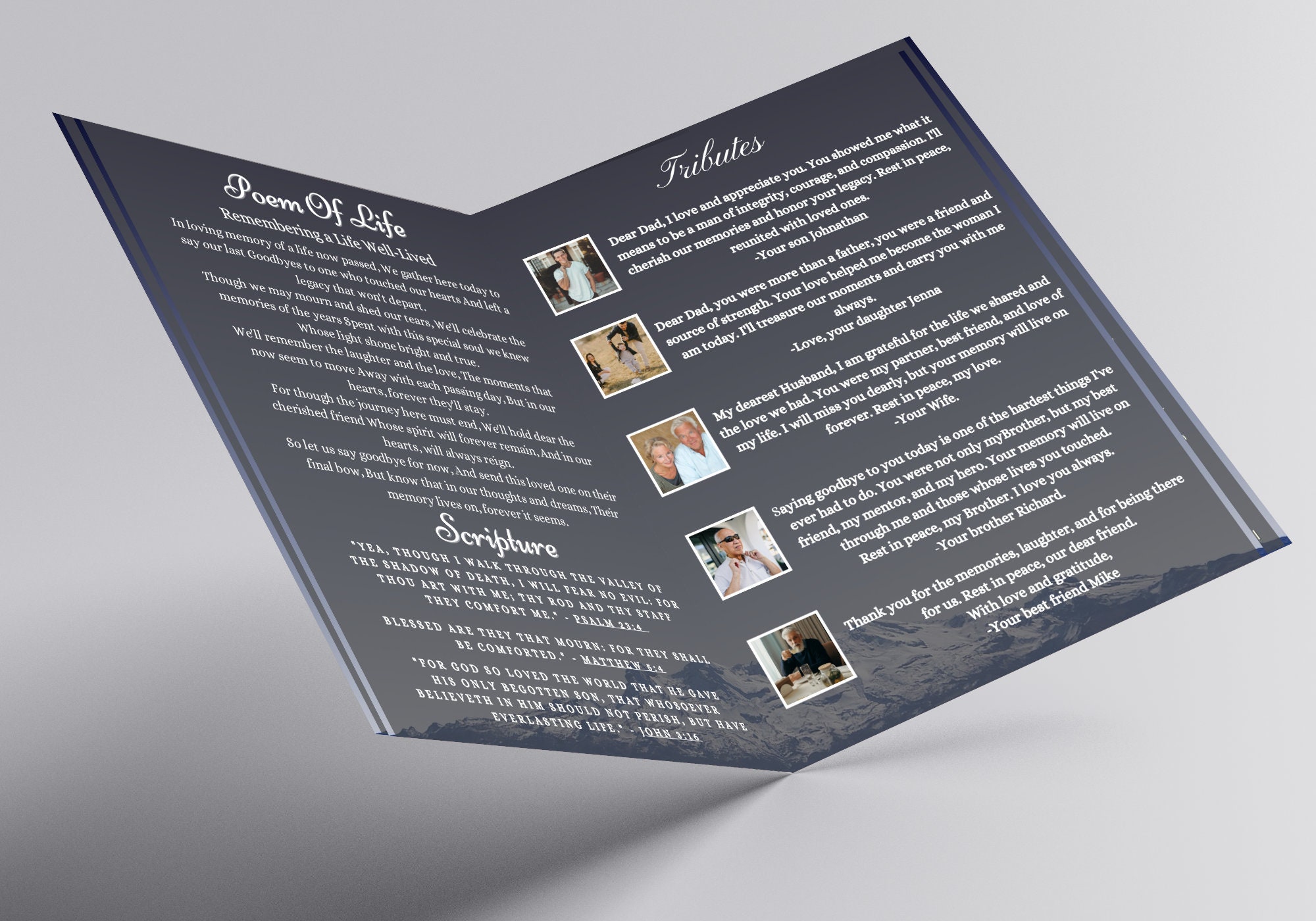 Beautiful 8-page Funeral Program Brochure | Customizable Canva Template ...