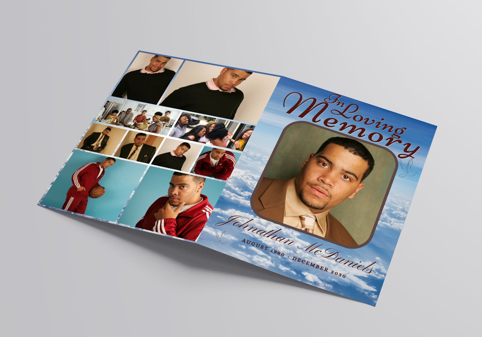 8 Page Funeral Program Pamphlet - Obituary Custom Template Design ...