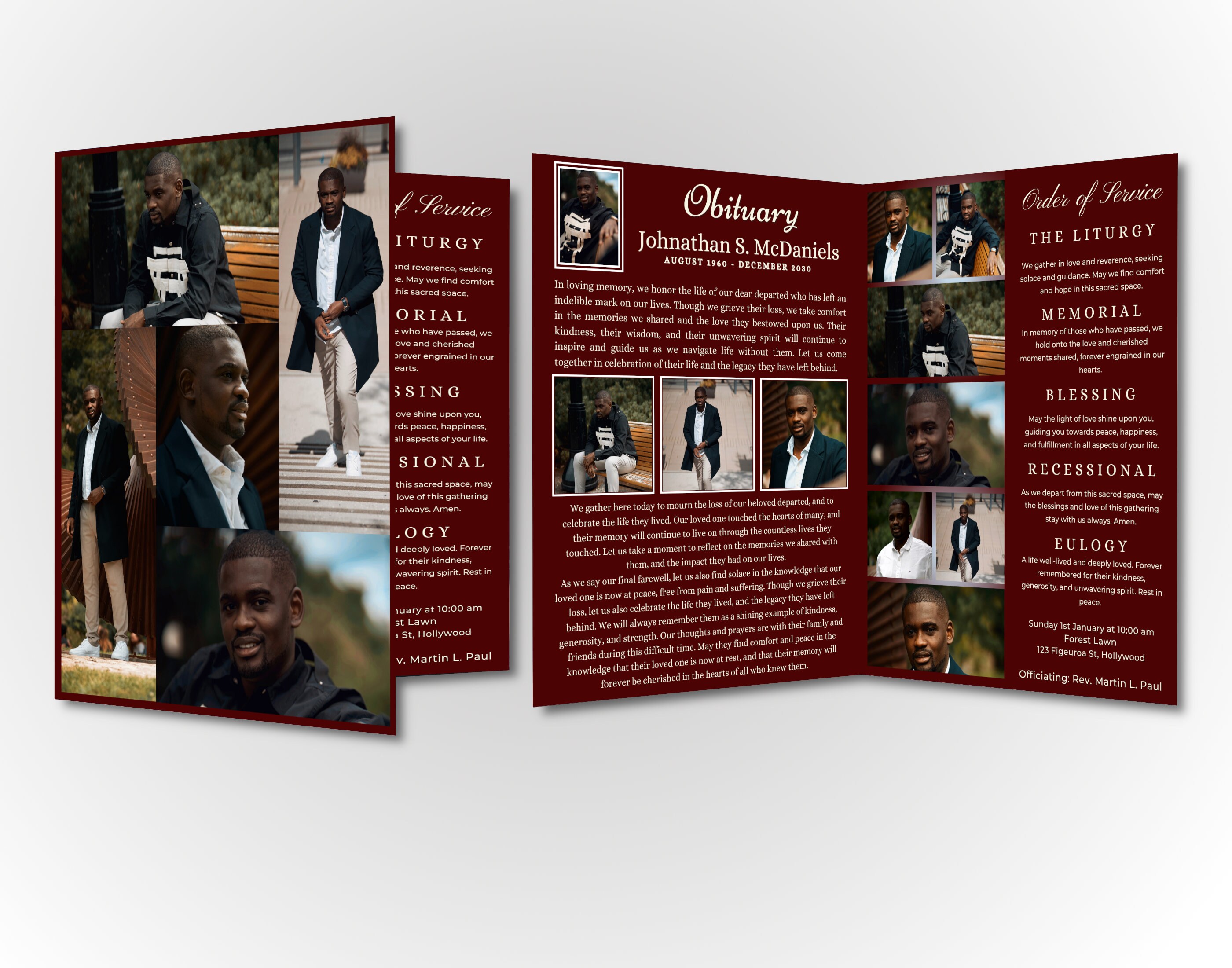 Editable Funeral Program Template | 4 Pages | Full Page Photo Collage ...