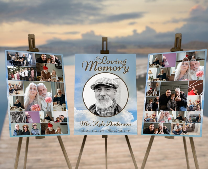 Funeral Picture Collage Poster Template - 3 Pages - Self Editable in ...