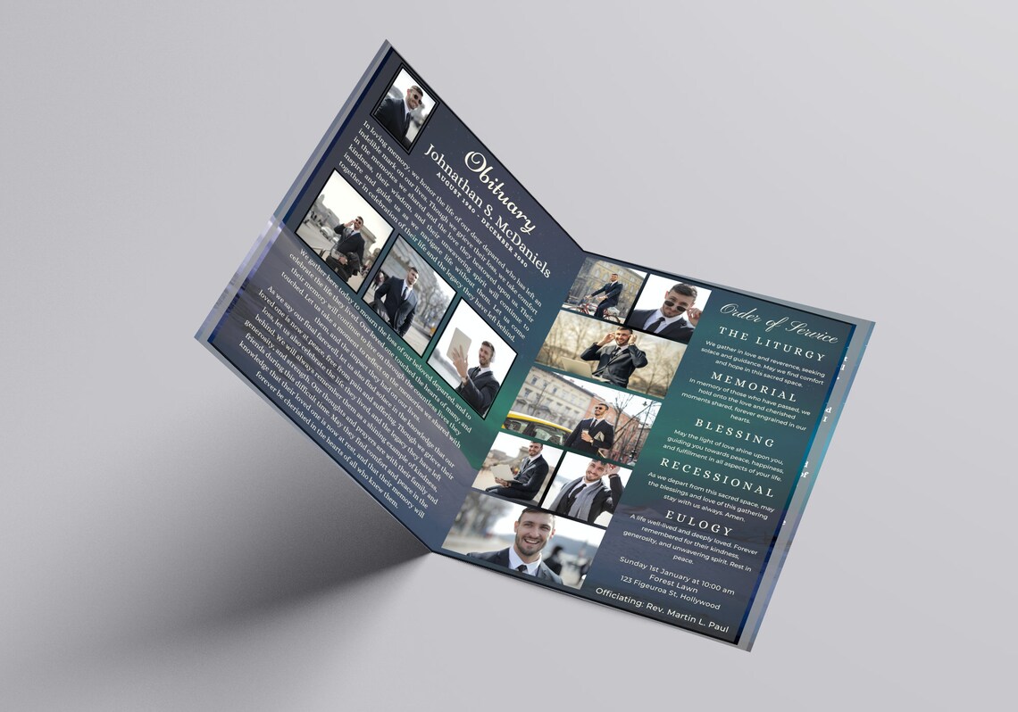 Printable Memorial Brochure 8-page Funeral Program Template ...