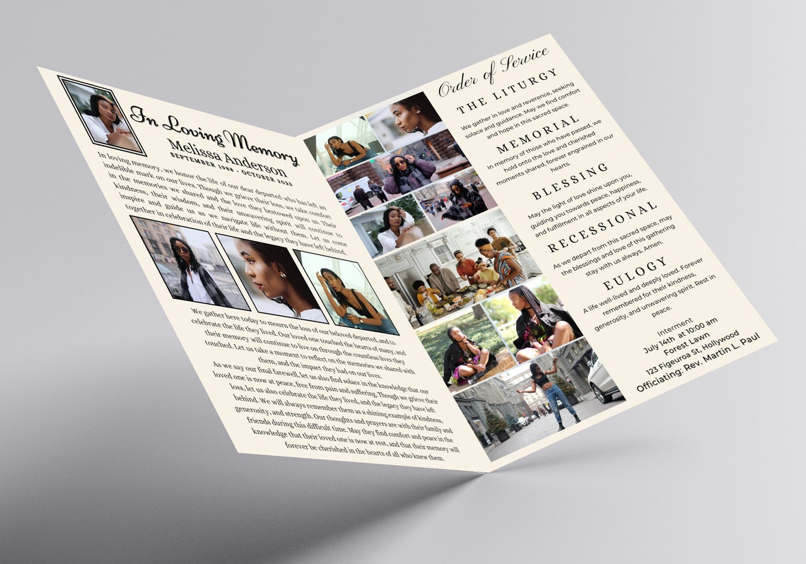 Editable Funeral Program Template | 4 Pages | Heartwarming Photo ...