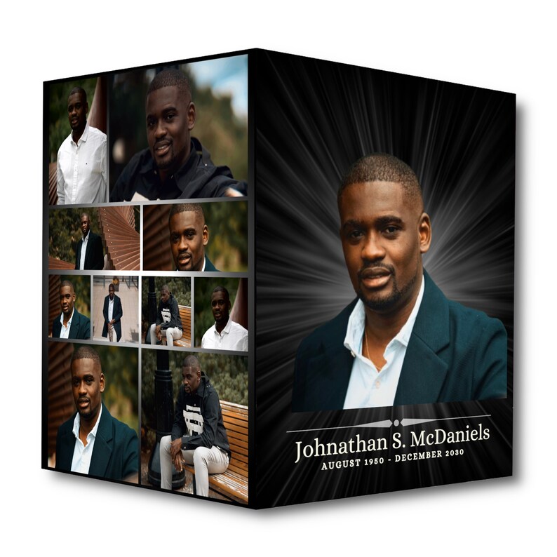 4 Page Funeral Obituary Program Booklet | Beautiful Tribute for Your ...