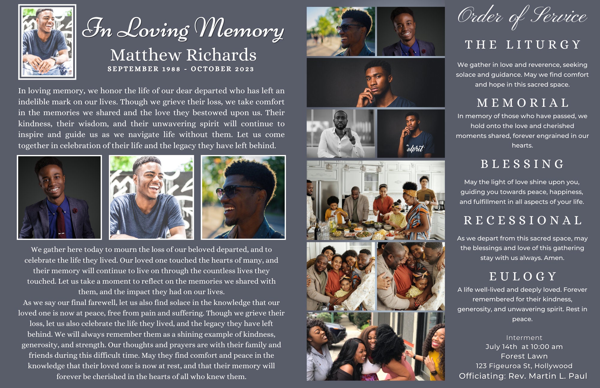 Funeral Program Brochure Template | Fully Self Customizable | Instant ...