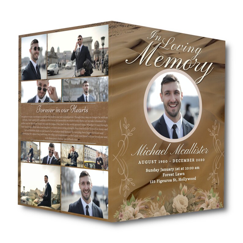 Personalized Funeral Program Template | Editable | Canva Compatible ...