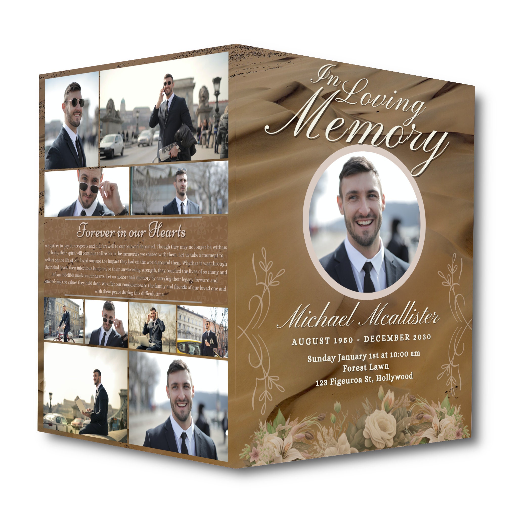 Personalized Funeral Program Template | Editable | Canva Compatible ...