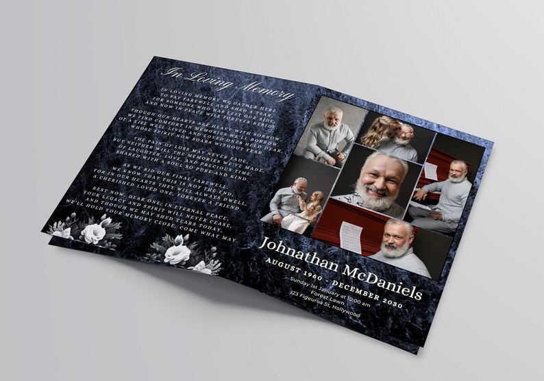8 Page Funeral Brochure Canva Template- Homepage Collage Design Fully ...