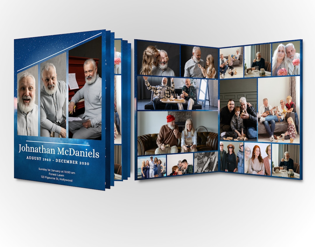12 Page Funeral Program Booklet | Self Editable Template Using Canva ...