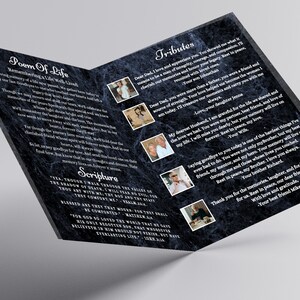 8 Page Funeral Booklet Canva Template- 3 Image Collage Design Fully ...