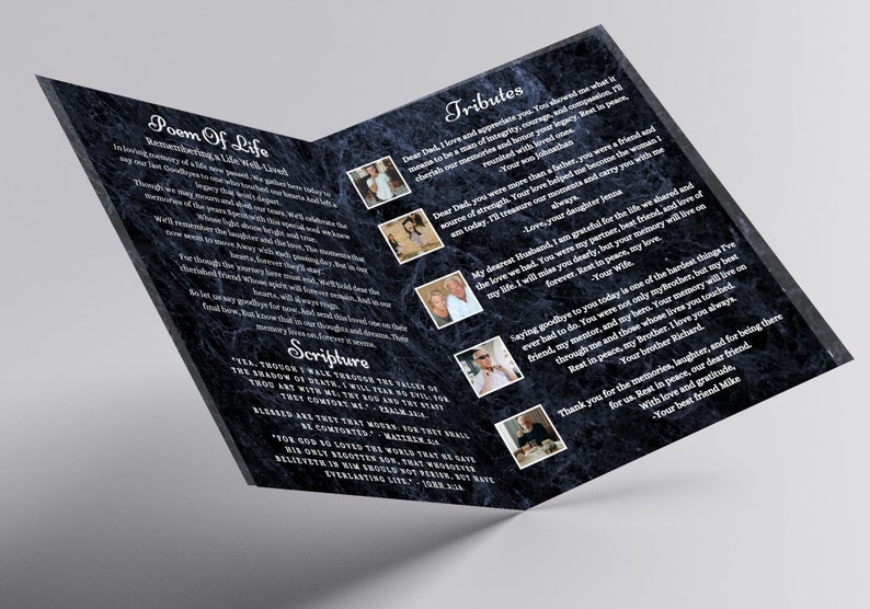8 Page Funeral Booklet Canva Template- 3 Image Collage Design Fully ...